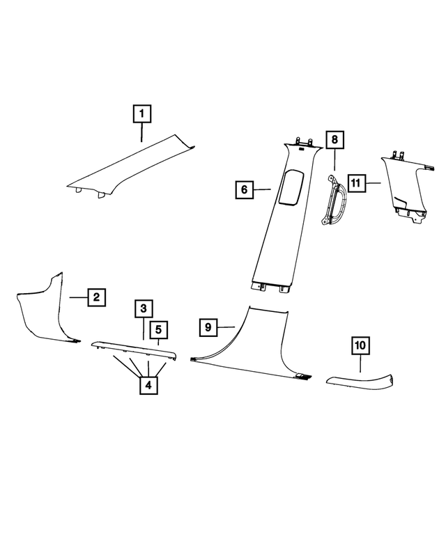 2016-2023 Mopar B Pillar Upper Trim Panel, Left 6ZP31DX9AA | QuirkParts