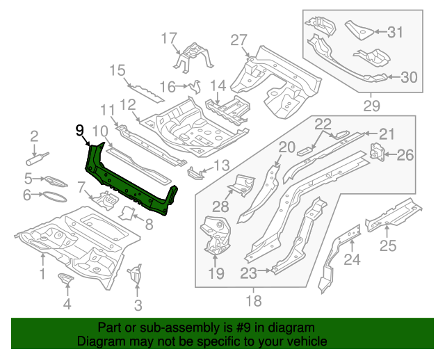 2017-2024 Audi Floor Pan Cross-Member 8W0-803-131-B | Audi USA Parts