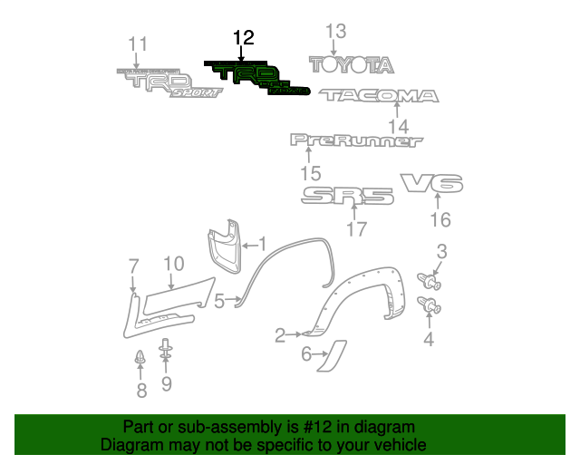 2005-2011 Toyota Tacoma Decal 75996-04050-D0 | OEM Parts Online