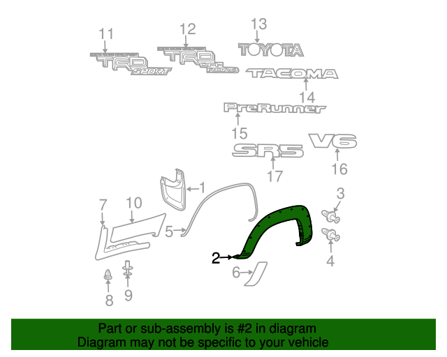 75874-04030 - Flare - 2005-2015 Toyota Tacoma | OEM Genuine Toyota Parts