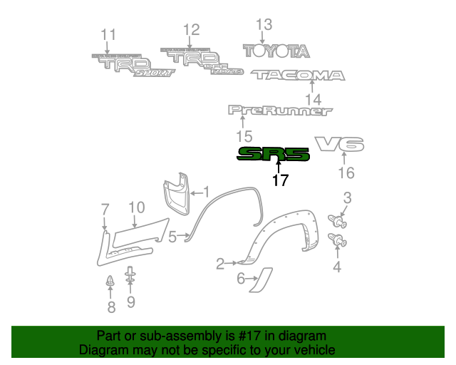 2005-2015 Toyota Tacoma Nameplate 75472-04030 | Toyota Parts Center
