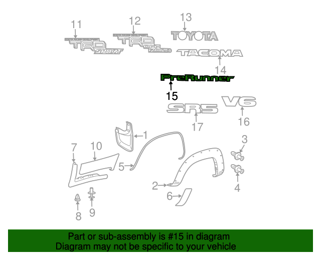 2005-2015 Toyota Tacoma Nameplate 75474-04010 | OEM Parts Online