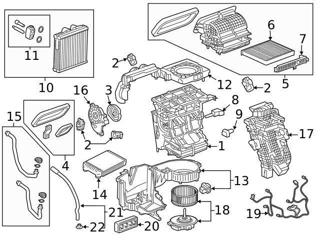 2017-2022 GM Air Conditioning Evaporator and Blower Module Drain Hose ...