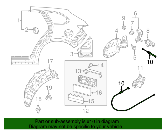 2016-2021 Mazda CX-9 Cable F Lid Opener TK48-56-880A | QuirkParts