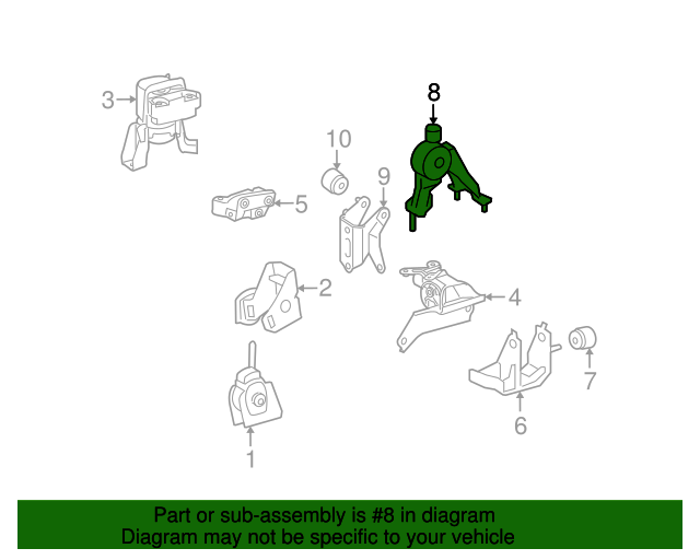 12371-0H080 - Engine Mount (Rear) - 2009-2013 Toyota | OEM Genuine ...