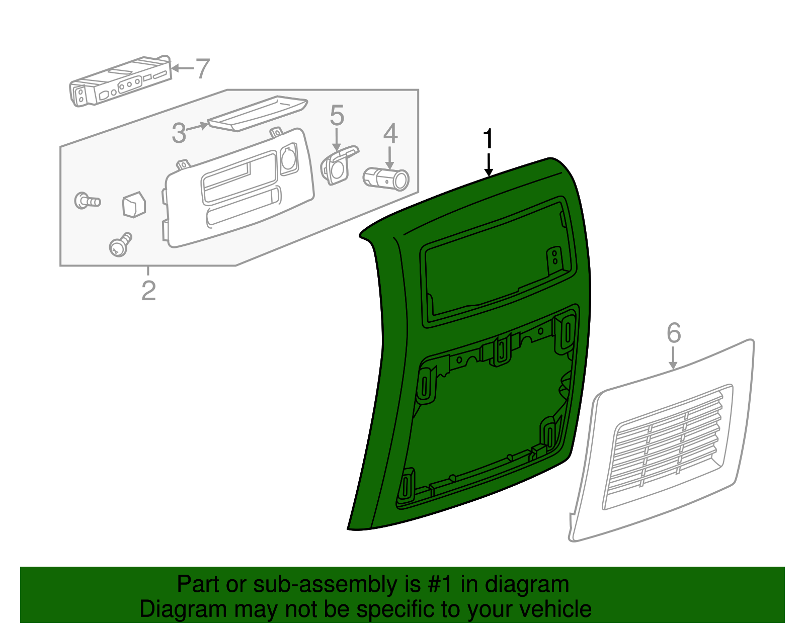 84027259 - Cocoa Front Floor Console Rear Trim Panel 2016-2018 GM ...