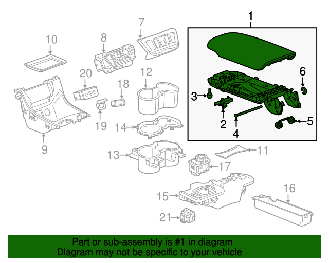 2018-2020 GM Jet Black Front Floor Console Armrest 84284620 ...