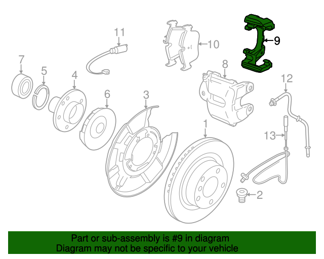 34216865641 - 2012-2020 BMW Caliper Support (34-21-6-865-641) | BMW of ...