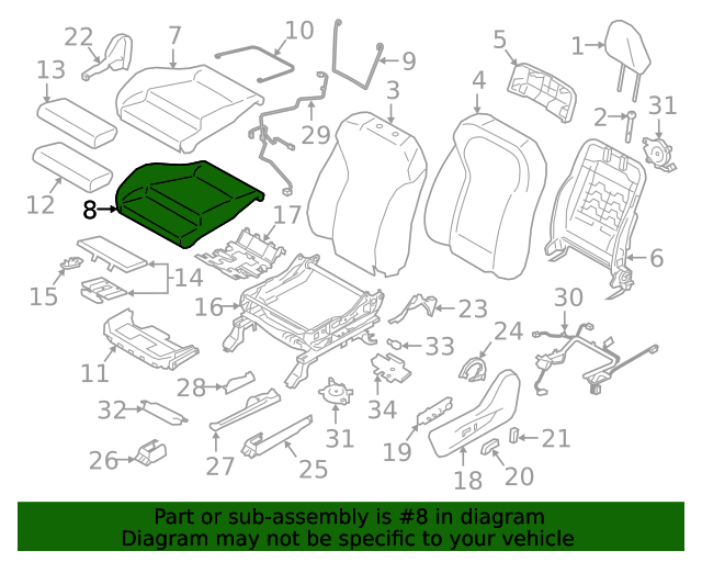2019-2024 Subaru Ascent Seat Cushion Pad 64120XC05B | Subaru Parts Store