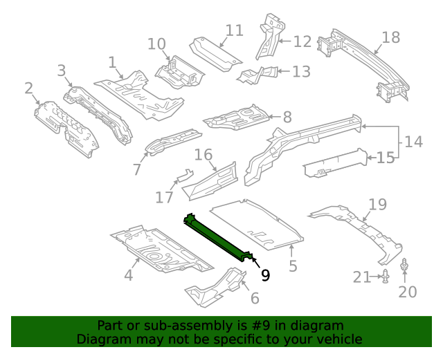 2019-2023 Mercedes-Benz Floor Pan Crossmember 177-610-84-01 ...