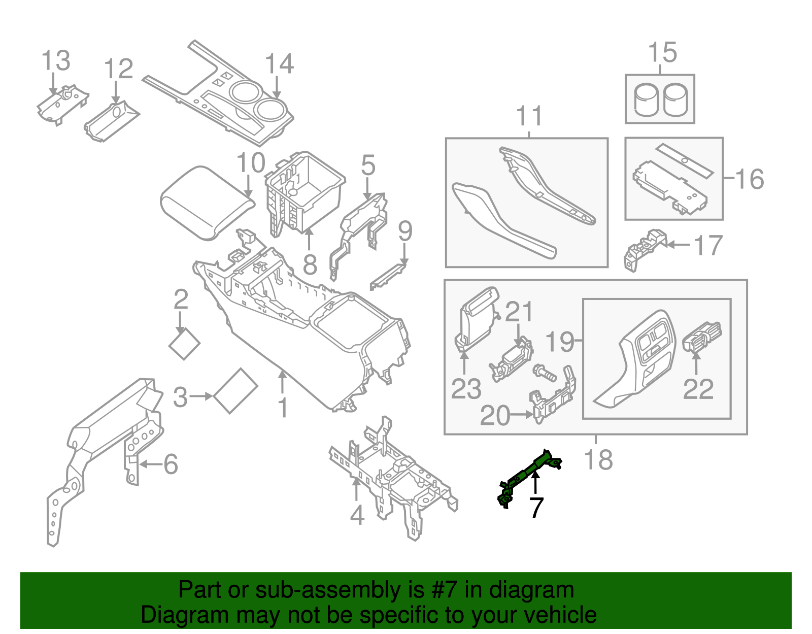 2013-2020 Nissan Pathfinder Console Base Rear Bracket 96991-3JA0A ...
