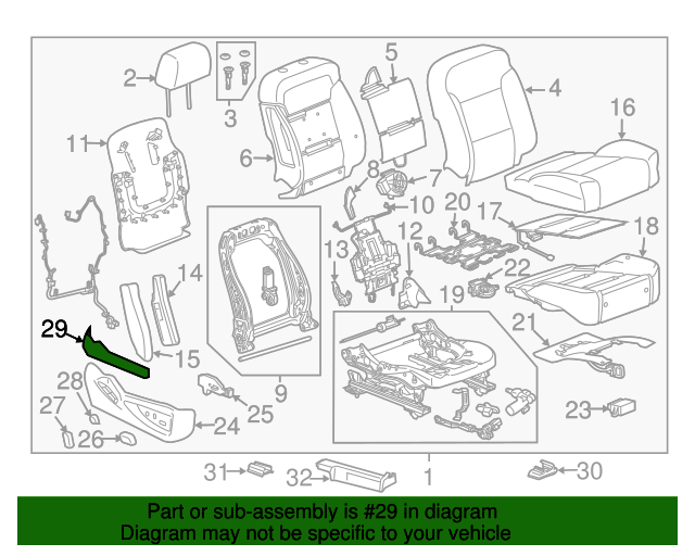 2015-2020 GM Cocoa Passenger Seat Adjuster Finish Cover 84147836 GM ...
