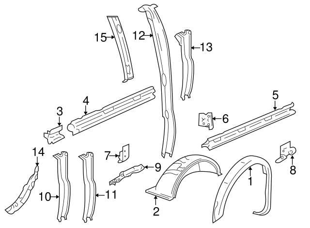 2003-2020 GM Driver Side Body Side Outer Panel Reinforcement 15705711 ...