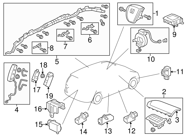 2014-2017 Honda Odyssey Sensor Assembly, Front Crash 77930-TK8-A01 ...