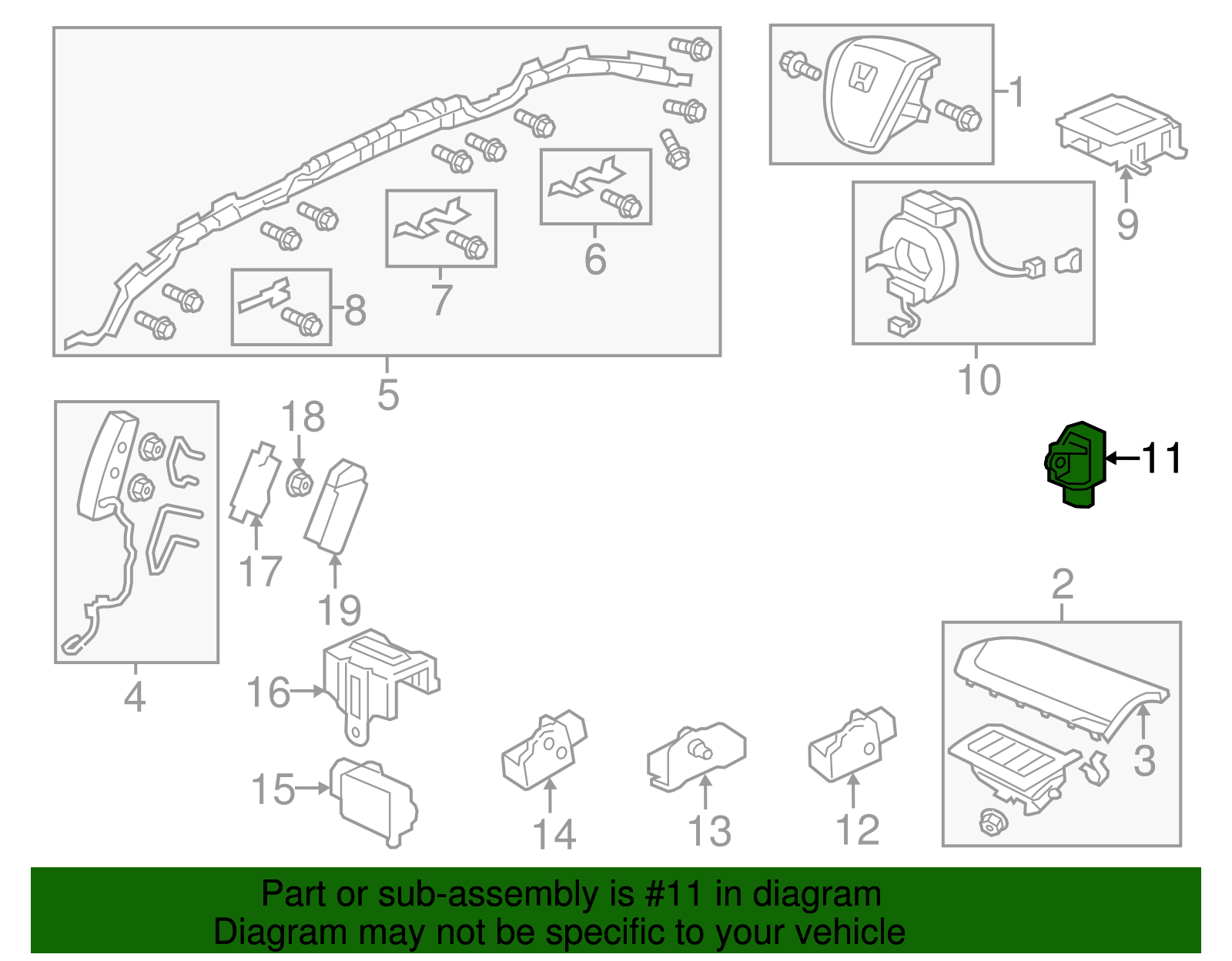 77930-TK8-A01 - 2014-2017 Honda Odyssey - Sensor Assembly Front Crash ...