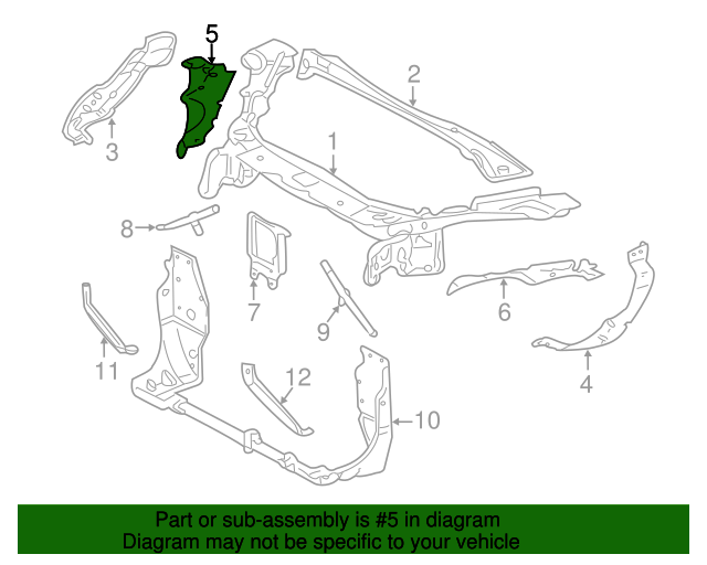 230-628-04-07 - Radiator Support Panel Reinforcement 2009-2012 Mercedes ...
