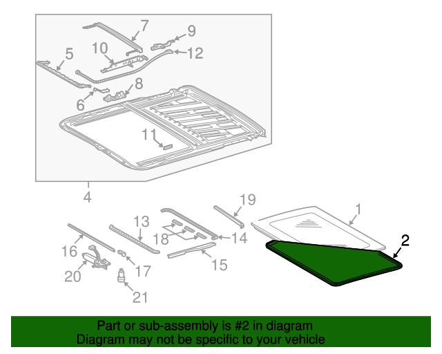 2003-2011 Mercedes-Benz Sunroof Glass Seal 211-780-00-98 | MB OEM Parts