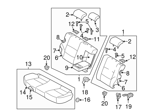 89300-2L400-JBF - Seat Back Assembly 2010-2012 Hyundai Elantra ...