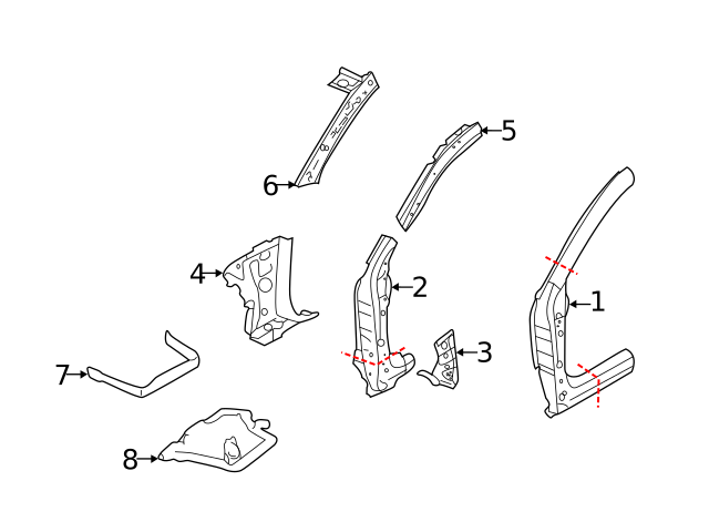51472XC01A9P - Windshield Pillar Reinforced - 2019-2021 Subaru Ascent ...