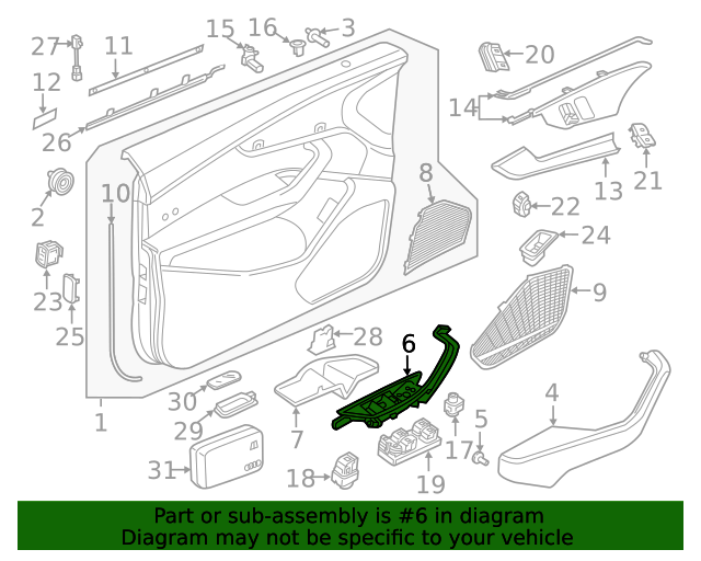 8W7-867-171-C-BA4 - Door Switch Trim Panel 2018-2024 Audi ...