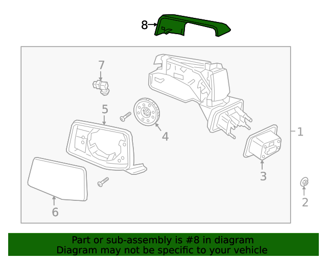 2019-2022 GM Black Passenger Side Door Mirror Housing Upper Cover ...