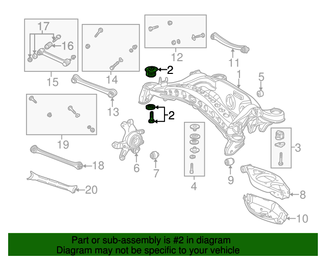 210-350-58-08 - Suspension Cross-Member Mount 1996-2003 Mercedes-Benz ...