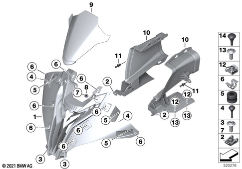 Motorcycle Trim Section, Windshield for 2023 BMW-Motorrad S 1000 RR ...