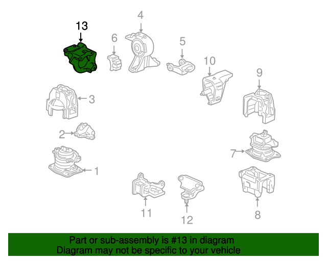 11910-RDJ-A00 - Engine Bracket 2005-2010 Honda | Honda Parts Online