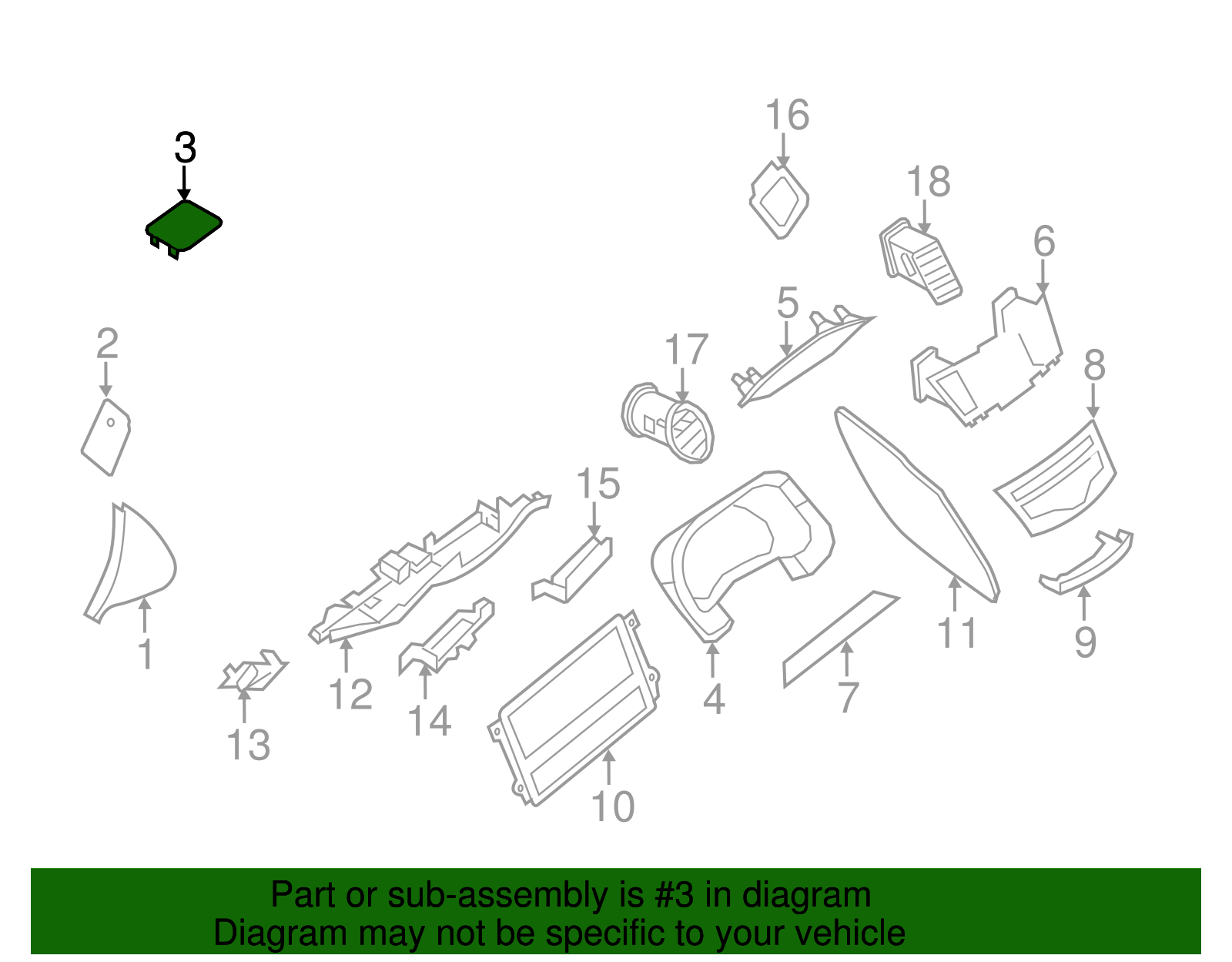 2013-2020 Nissan Pathfinder Speaker Grille 28198-3JA1A | TascaParts.com