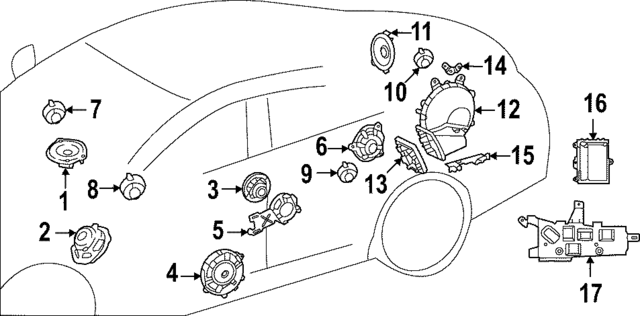 232-545-16-00 - Radio Speaker Bracket 2022-2024 Mercedes-Benz ...