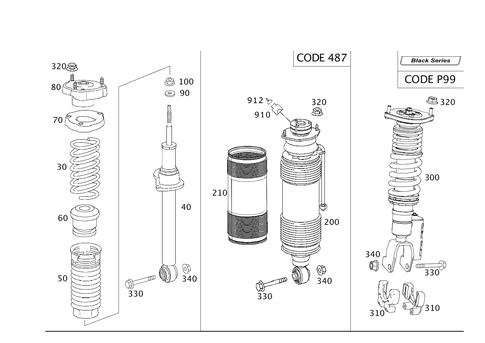 Spring Strut and Spring Strut Mounting Rear for 1998 Mercedes-Benz SL ...