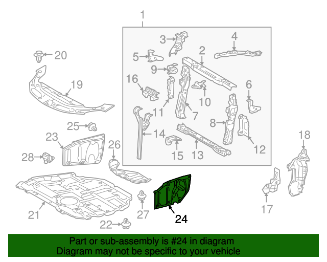 2011-2017 Lexus CT200h Radiator Support Splash Shield 51444-12050 ...