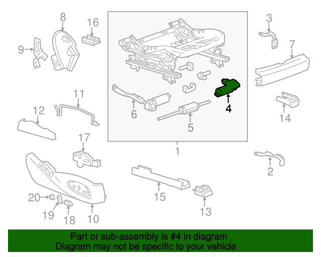 2014-2016 Cadillac XTS Passenger Seat Tilt Adjuster Actuator 13578639 ...