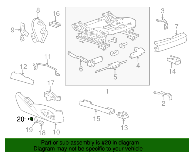 22752220 GM Medium Titanium Passenger Side Front Seat Lumbar Support ...