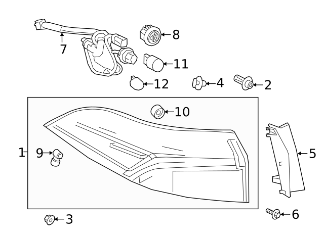 2020-2023 Toyota Corolla Tail Light Cover 81498-12010 | Toyota Parts Center