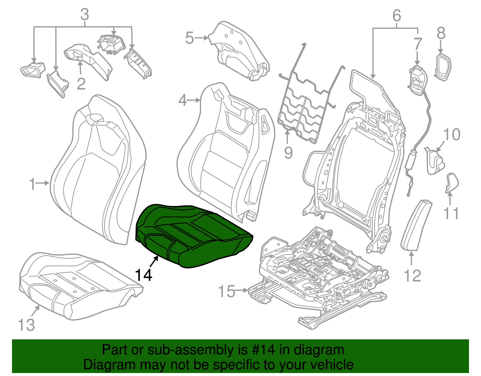2015-2023 Ford Mustang Seat Cushion Pad - Driver's Side (LH) FR3Z ...