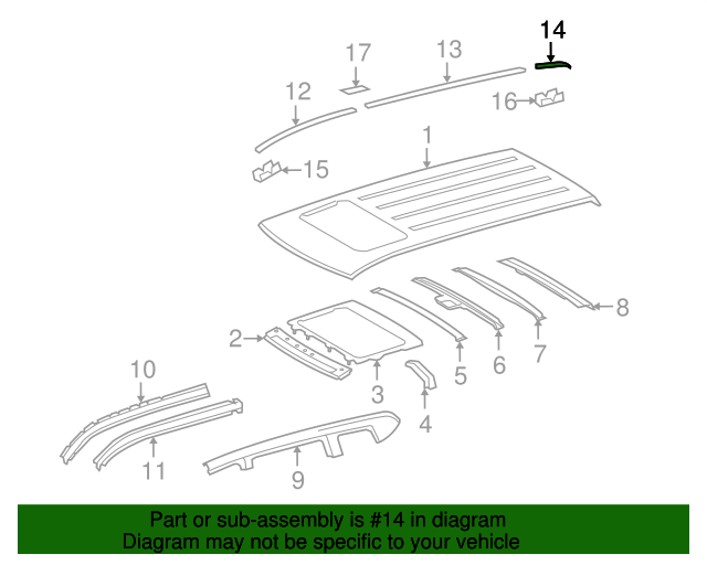 2008-2013 Toyota Highlander Drip Molding 75553-0E040 | Toyota Parts Center