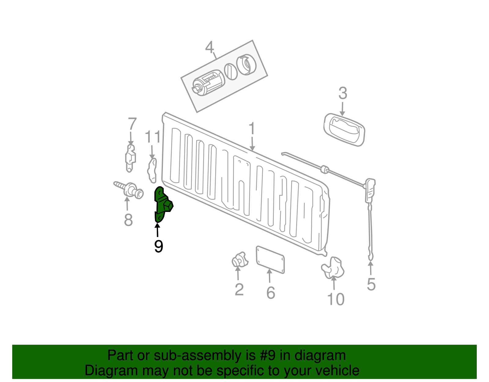 2004-2012 GM Hinge Asm-Pubx E/Gate (Pubx Si) 20824306 | GM Parts Center