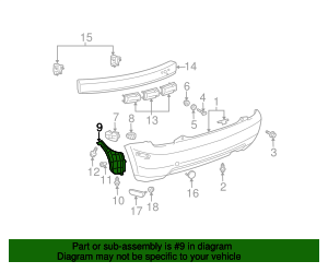 52591-52210 - Seal Rear Bumper Side - 2006 Scion xA | OEM Genuine ...