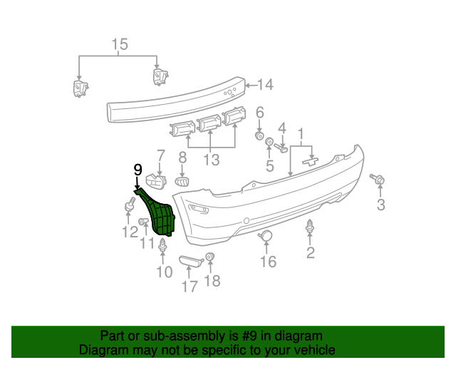 52592-52200 - Seal Rear Bumper Side - 2006 Scion xA | OEM Parts Quick