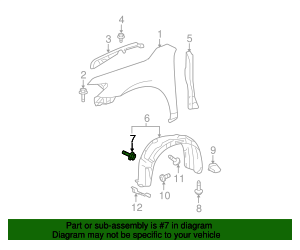 2007-2011 Toyota Camry Fender Liner Retainer 53879-06010 | Toyota Parts