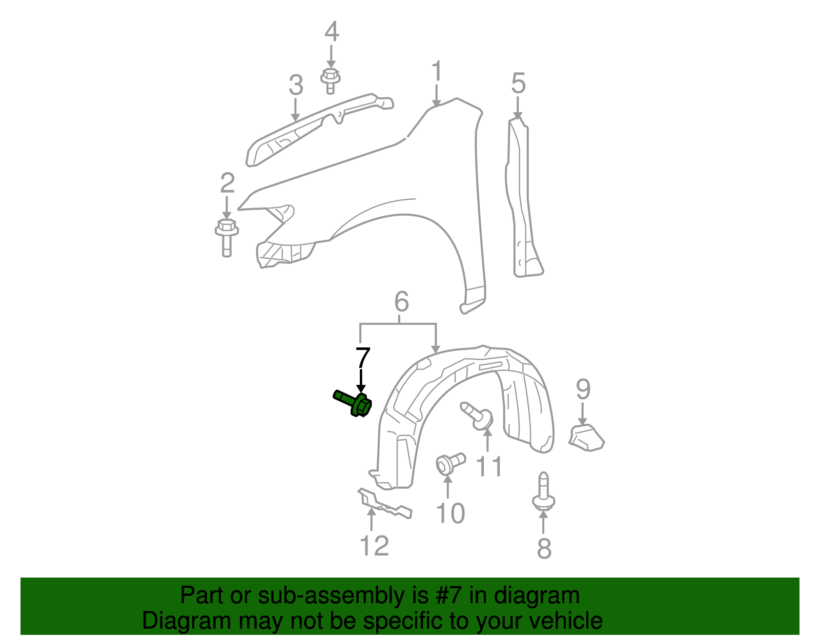 2007-2011 Toyota Camry Fender Liner Retainer 53879-06010 | Toyota Parts ...