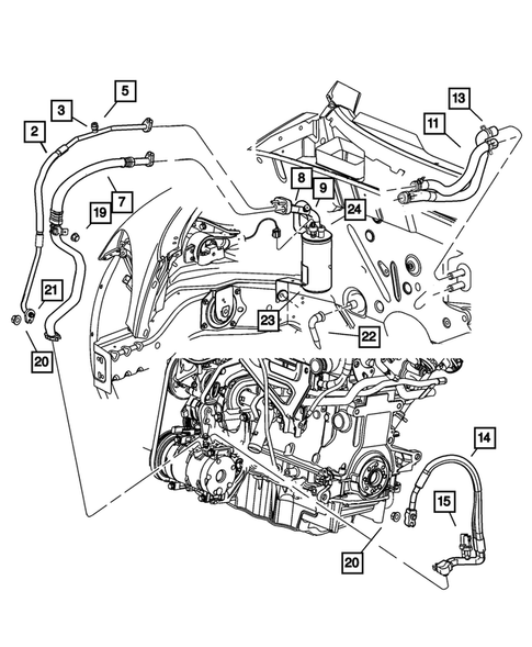 Air Conditioner and Heater Plumbing for 2003 Chrysler PT Cruiser ...