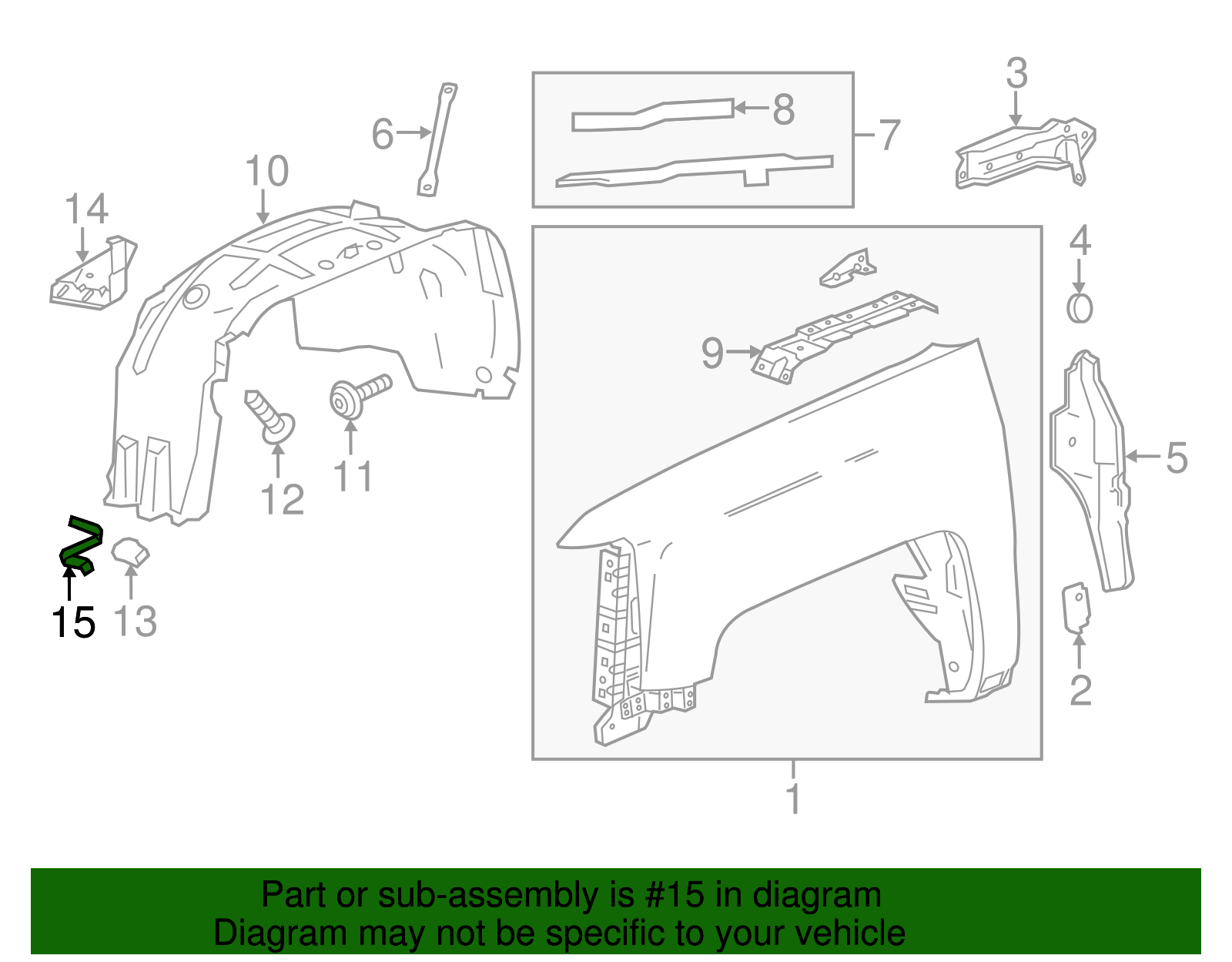 2014-2019 GM Fender Liner Brace - Driver's Side (LH) 23240603 ...