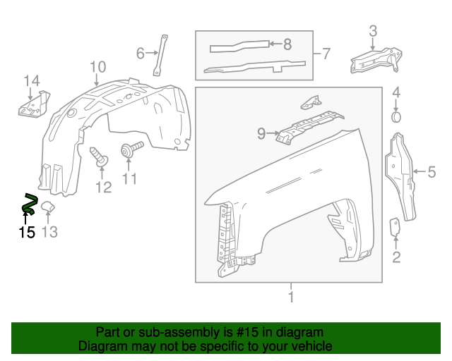 2014-2019 GM Fender Liner Brace - Passenger Side (RH) 23240604 ...