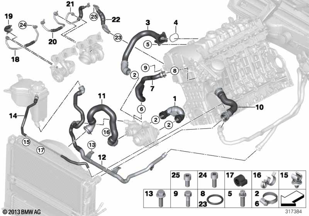 2009-2014 BMW Hose From Radiator Bottom-Thermostat 17127602294 | Retail ...