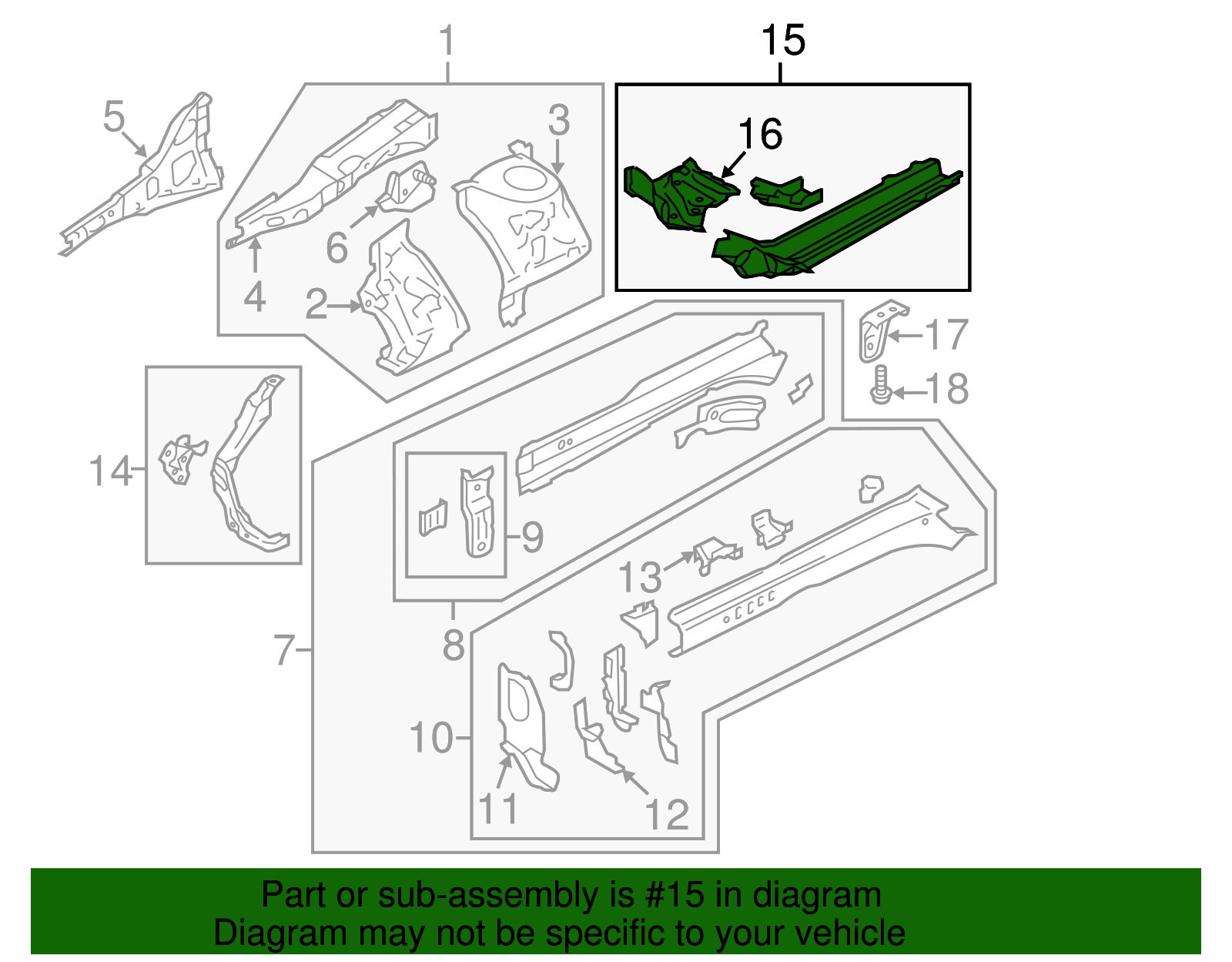 51630FJ0409P - Rear Rail Assembly 2012-2018 Subaru | Bam Wholesale Parts