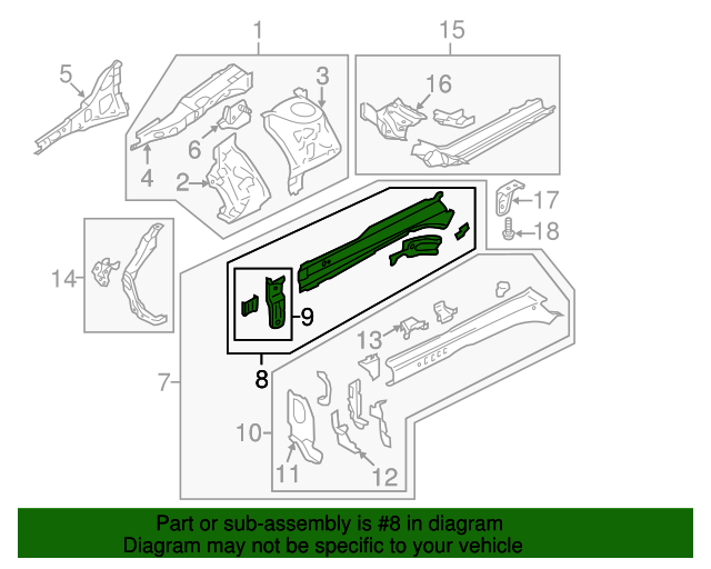 2014-2018 Subaru Forester Outer Rail - Passenger Side (RH) 51615SG0019P ...