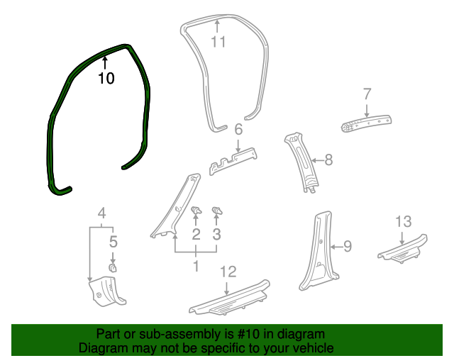 2003-2005 Toyota Echo Weatherstrip 62312-52020-E0 | OEM Parts Online