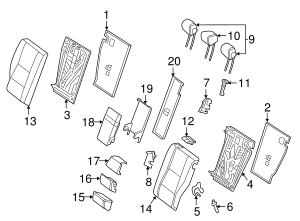 253-970-19-00-9D88 - Headrest, Center 2016-2020 Mercedes-Benz ...